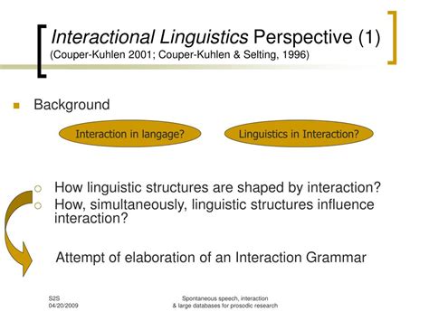 Ppt Spontaneous Speech Interaction And Large Databases For Prosodic