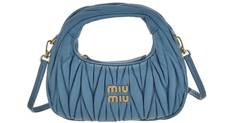 Miu Miu Wander Matelassè Mini Hobo Bag in Blue Lyst