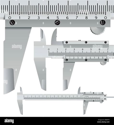 Calliper Square Realistic Measuring Object Vector Illustration Stock