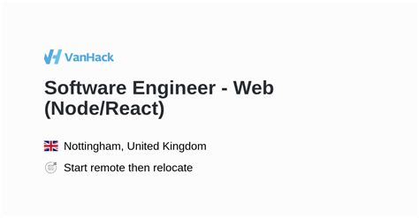 Software Engineer Web Nodereact Vanhack