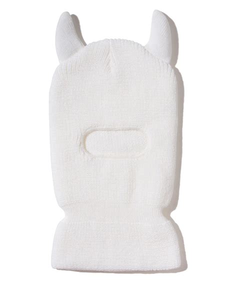 Devil Horns Ski Mask White