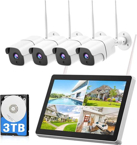 Kit Caméra de Surveillance WiFi sans Fil 1080P Kit Vidéo Surveillance