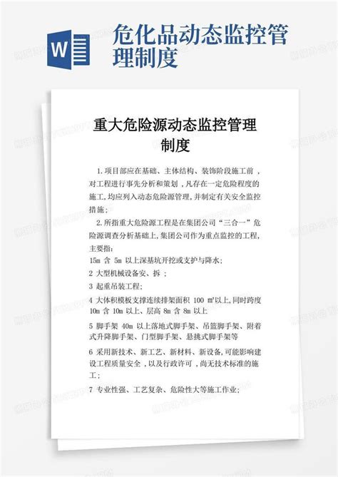 重大危险源动态监控管理规定Word模板下载 编号qdnznvkk 熊猫办公