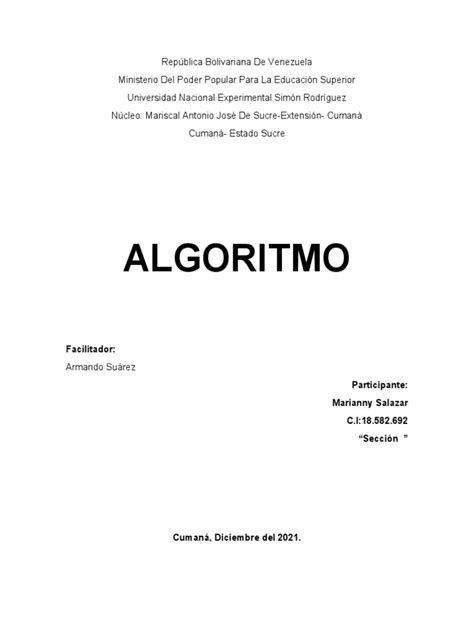 Ensayo Unidad I Algoritmo Pdf