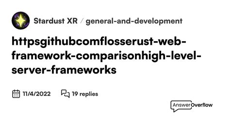 flosse rust web framework comparison high level server frameworks stardust xr