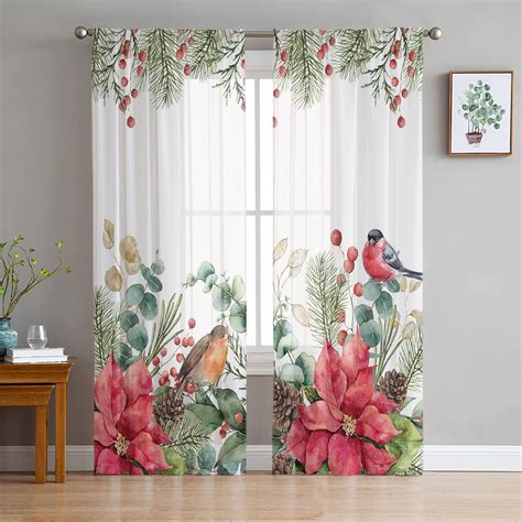 Christmas Sheer Curtains 84 Inches Long Christmas