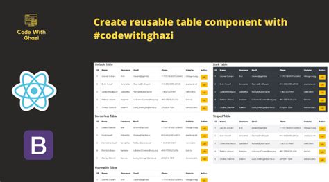 How To Create Reusable Table Component With Reactjs In 2020