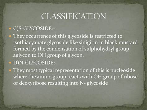 Classification Of Glycosides Ppt Pptx Chemistry Science