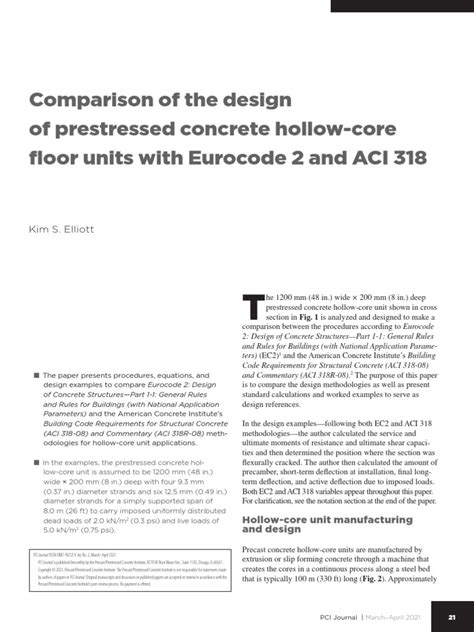 Comparison Of The Design Of Prestressed Concrete Hollow Core Floor