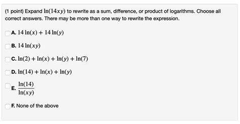 Solved 1 Point Expand In 14xy To Rewrite As A Sum Chegg Com