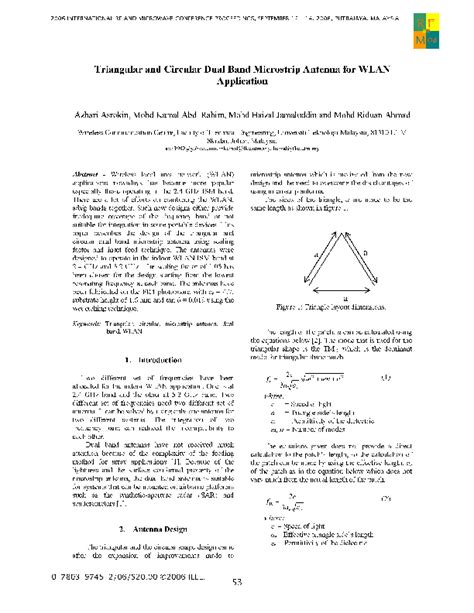 Pdf Triangular And Circular Dual Band Microstrip Antenna For Wlan
