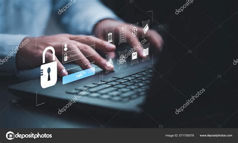 Businessman Typing Keyboard Laptop Computer Input Username Password