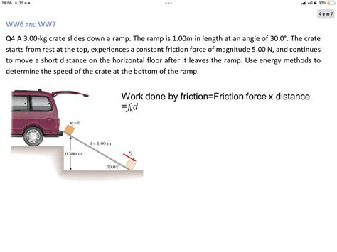 Solved Q4 A 300−kg Crate Slides Down A Ramp The Ramp Is