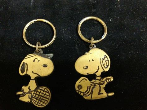 Vintage Pair Of 1958 Solid Brass Snoopy Keychains 1903875208