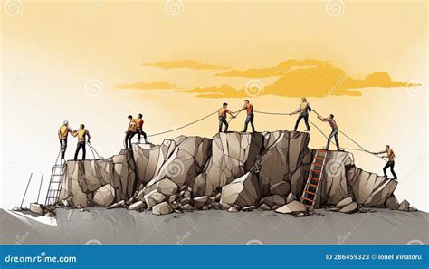 Illustration Of Workers Overcoming Challenges And Obstacles In Their