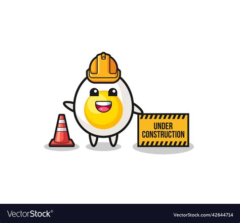 Boiled Egg With Under Construction Banner Vector Image