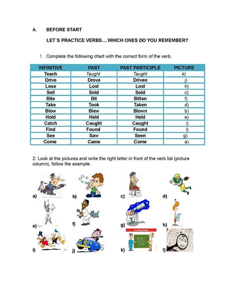 Complete The Chart With The Correct Verb Forms