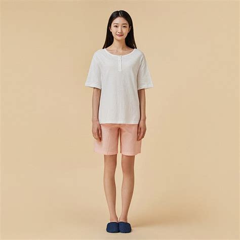 Jaju자주 여 시어서커 스트라이프 5부 팬츠 Sivillage 에스아이빌리지