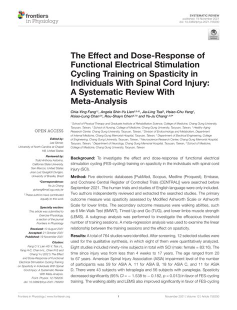 Pdf The Effect And Dose Response Of Functional Electrical Stimulation Cycling Training On