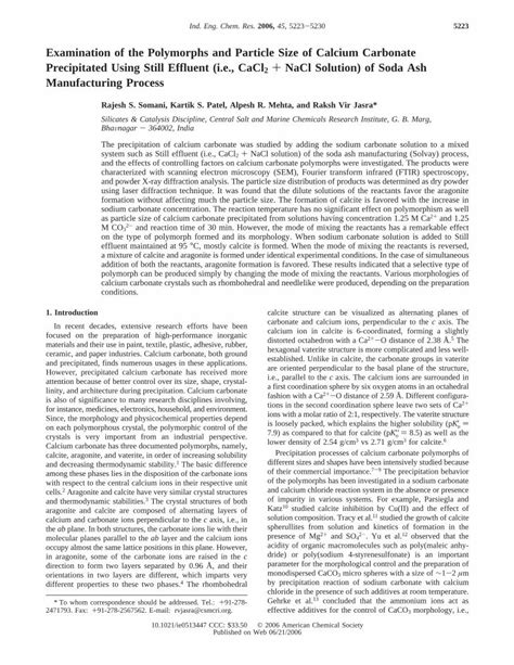 Pdf Examination Of The Polymorphs And Particle Size Of Calcium
