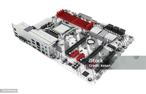 帶逼真晶片和插槽的主機板 在白色背景下隔離3d 無陰影渲染 照片檔及更多 中央處理器 照片 中央處理器 主機板 人工造的 Istock
