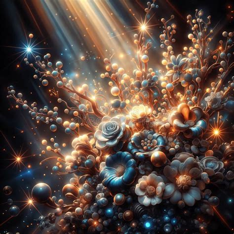 Floral Radiance Colorful Bouquet With Pearls And Light Generative Ai