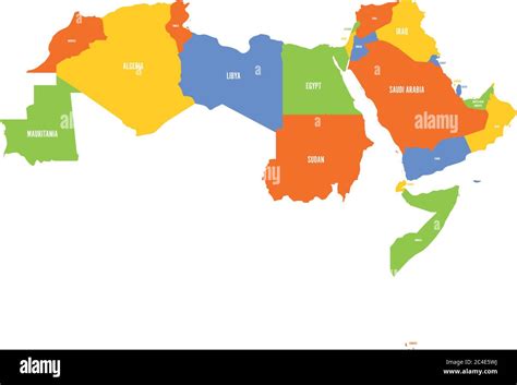 Arab World States Political Map Of 22 Arabic Speaking Countries Of The