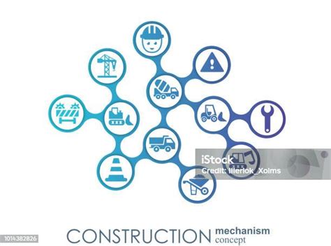 건설 네트워크입니다 선 다각형 그리고 통합된 플랫 아이콘 육각 추상적인 배경 건설 산업 건축 기술 설계 개념에 대 한 기호를 연결 벡터입니다 개선에 대한 스톡 벡터 아트 및
