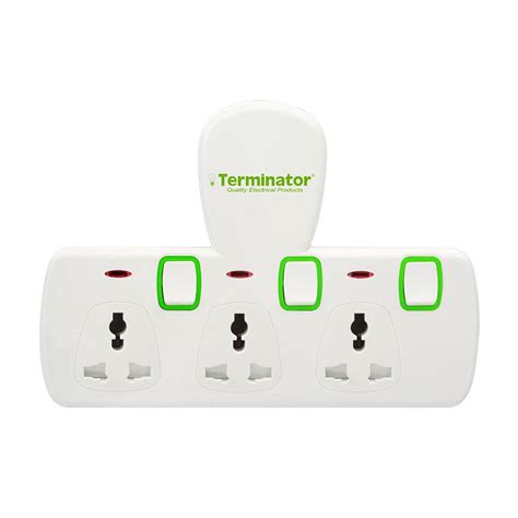 3 Way T Socket Multi Adaptor With Individual Switches Indicators