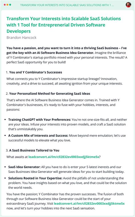 brandon hancock on linkedin transform your interests into scalable