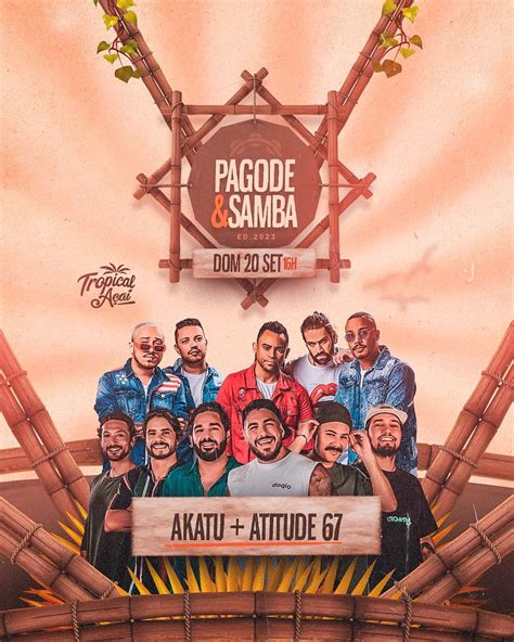 FLYER PSD Pagode e Samba Elemento PNG Bamboo D Planta D Placa p Texto Editável Verão