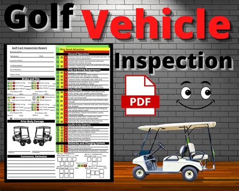 Golf Cart Inspection Report Checklist Golf Cart Rental Check Etsy