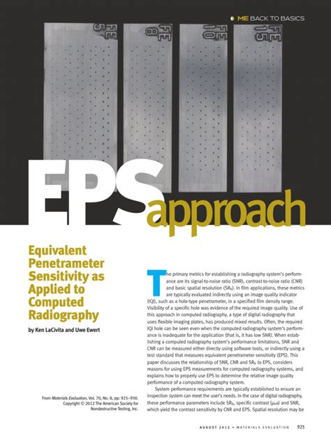 Back To Basics Equivalent Penetrameter Sensitivity As Applied To