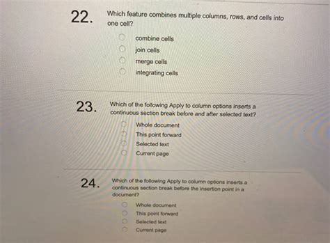 Get Answer Which Feature Combines Multiple Columns Rows And Cells Into One Transtutors