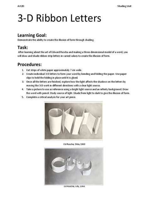3 D Ribbon Letters Assignment Pdf Critical Thinking Cognition