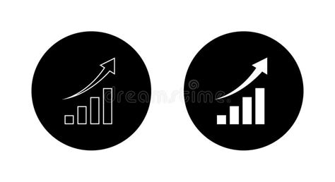 Increase Bar Chart Icon On Black Circle Growing Graph Arrow Concept