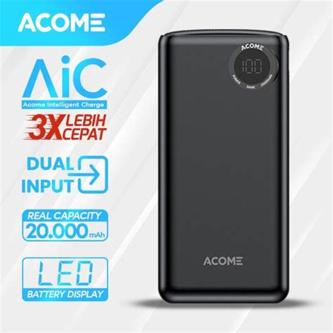 ACOME Powerbank MAh Fast Charging LED Display Dual Input Output Garansi Resmi Bulan