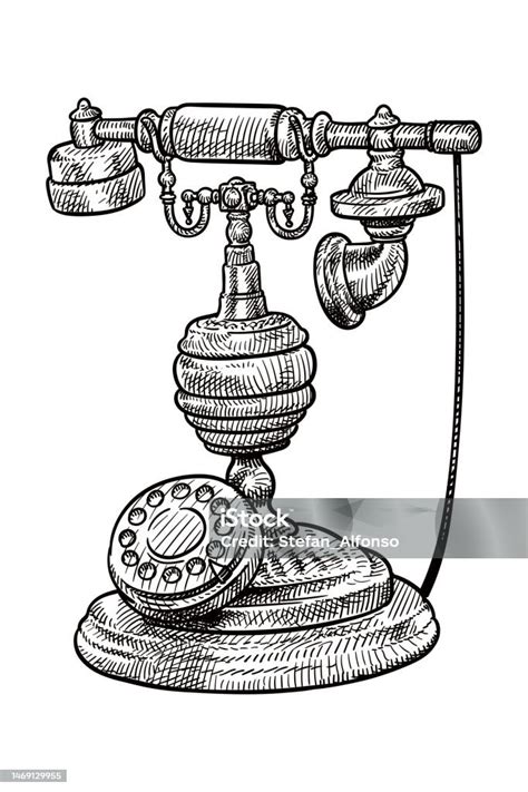 Vetores De Desenho Vetorial De Um Telefone Antigo E Mais Imagens De