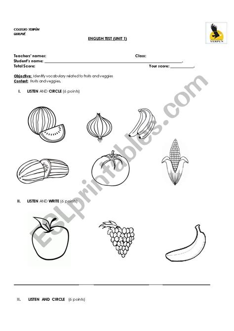 Fruits Esl Worksheet By Ratoncito