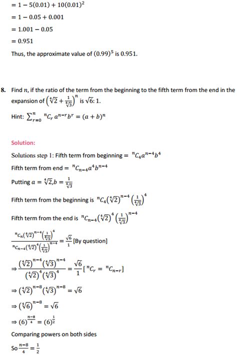 NCERT Solutions For Class Maths Chapter Binomial Theorem Miscellaneous Exercise