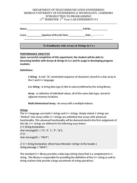 Itp Lab 9 Pdf Array Data Type Array Data Structure