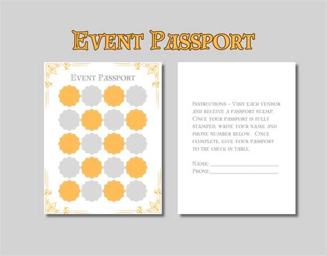 Event Passport Template 85 X 11 Printable Pdf Digital Download Etsy