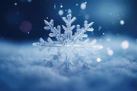 Premium Ai Image Winter Composition With Single Snowflake On Abstract
