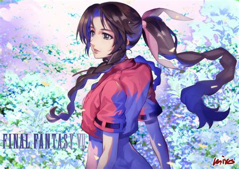 Aerith Gainsborough Black Eyes Black Hair Braids Final Fantasy Final