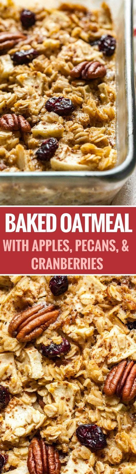 Baked Oatmeal Made With Apples Pecans And Cranberries Breakfast
