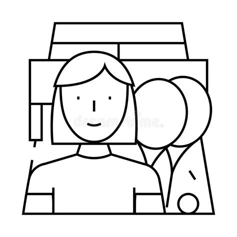 Tennis Female Sport Line Icon Vector Illustration Stock Illustration Illustration Of Football