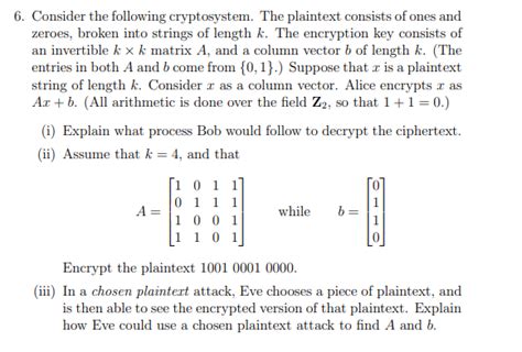 Solved Consider The Following Cryptosystem The Plaintext