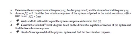 A Determine The Undamped Natural Frequency ωw The