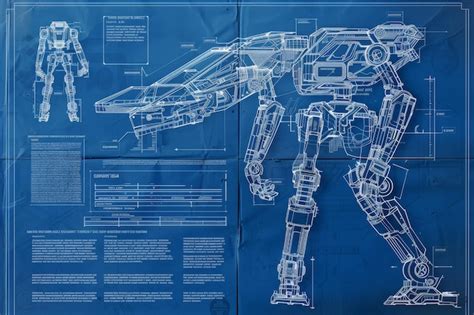 A Detailed Blueprint Diagram Of An Advanced Robotics Prototype A Blueprint Diagram Of An