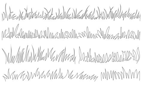 Grass Line Banner Vector Sketch
